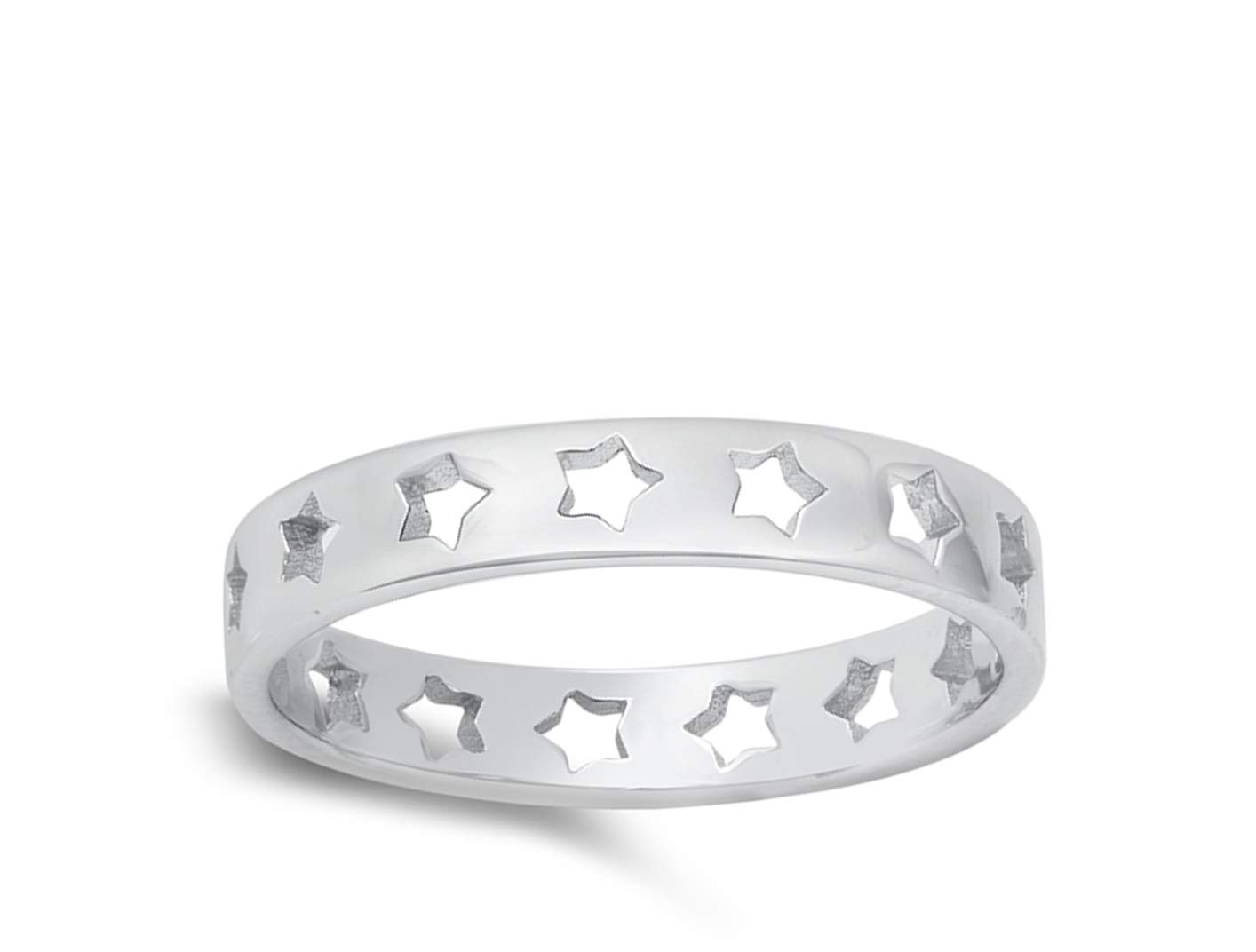 Simple Cutout Star Ring New .925 Sterling Silver Band Size 9