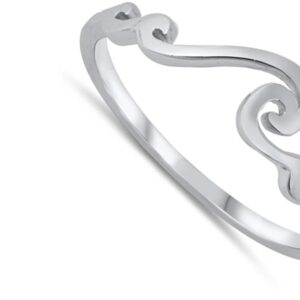 Simple Filigree Swirl Wave Ring New .925 Sterling Silver Band Size 6