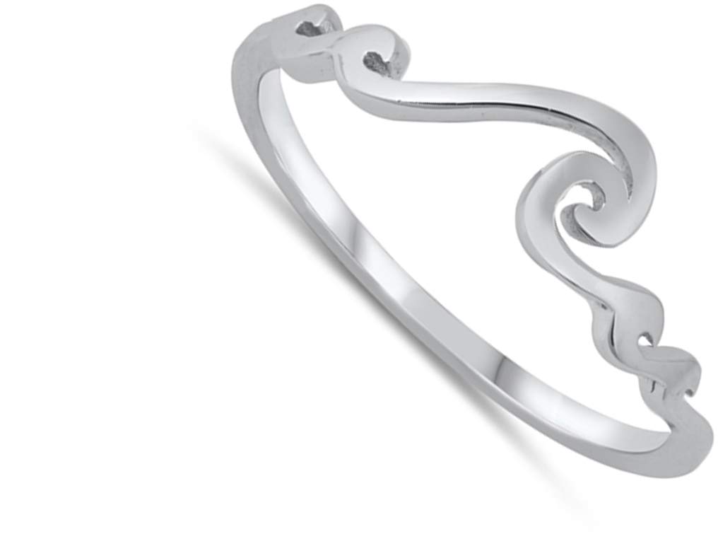 Simple Filigree Swirl Wave Ring New .925 Sterling Silver Band Size 6