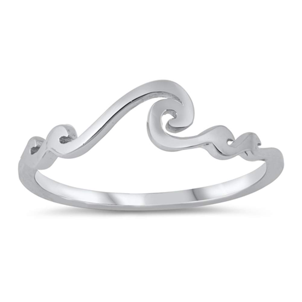 Simple Filigree Swirl Wave Ring New .925 Sterling Silver Band Size 6