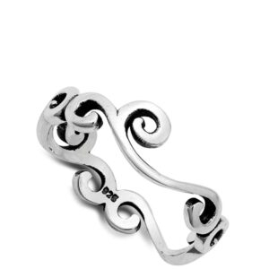 Filigree Swirl Curl Ring New .925 Sterling Silver Band Size 8