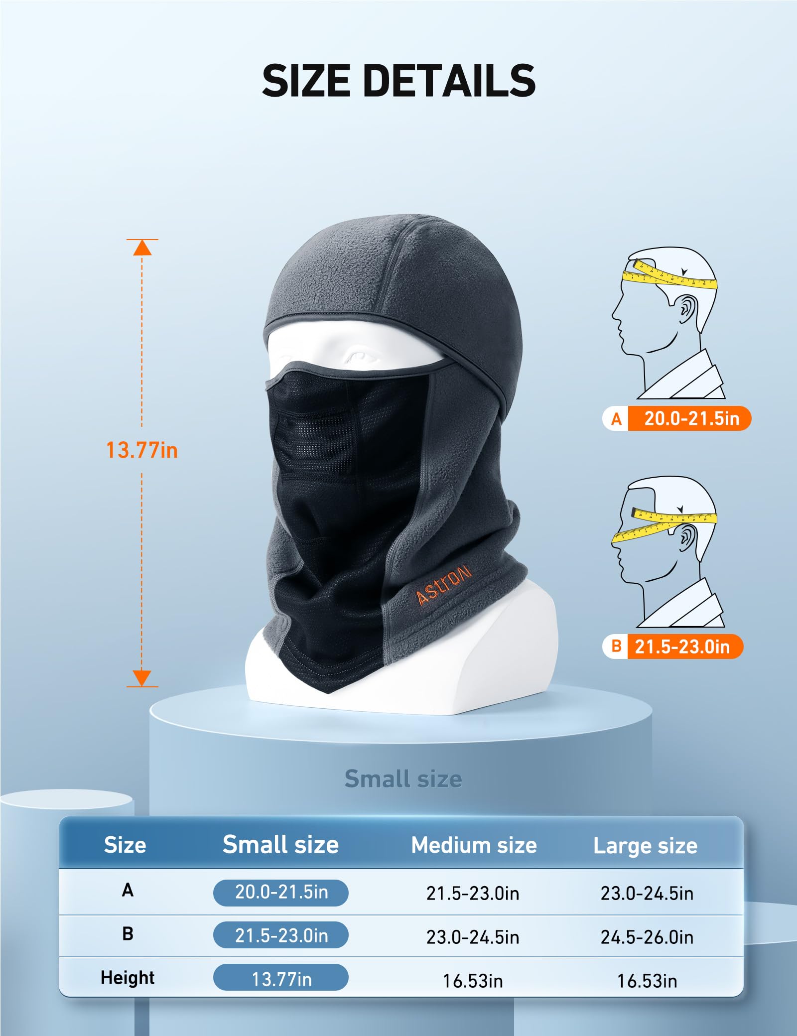 AstroAI Balaclava Ski Mask Winter Fleece Thermal Face Mask Cover for Men Women Warmer Windproof Breathable, Cold Weather Gear for Skiing, Outdoor Work, Riding Motorcycle & Snowboarding,Gray