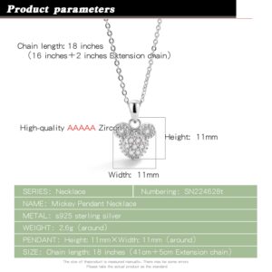 Dankadi Fashion100% 925 Silver Necklace For Women Cute Mickey Pendant Choker Solid Silver Chain 18 inch Fine Jewelry Gift