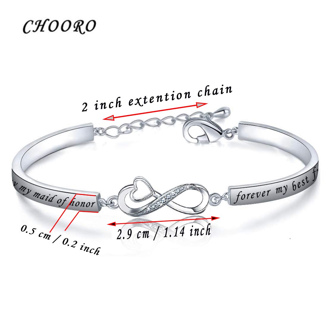 CHOORO Wedding Gift Junior Bridesmaid Bracelet Wedding Party Gifts for Junior Bridesmaids Maid of Honot Bracelet (S)