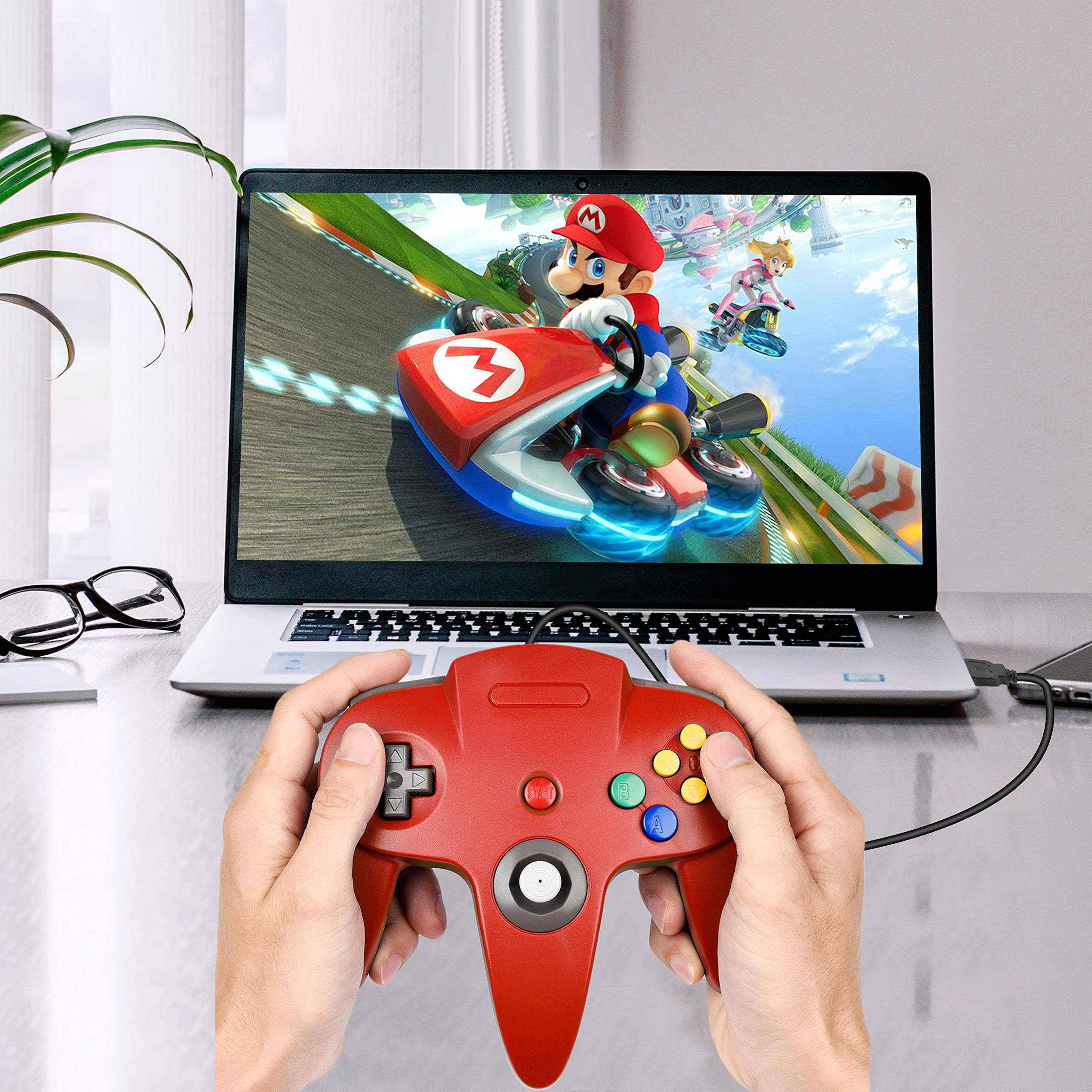 SAFFUN [USB Version] Classic N64 Controller, N64 Wired USB PC Game pad Joystick, N64 Bit USB Wired Game Stick for Windows PC MAC Linux Genesis Raspberry Pi Retropie Emulator [Plug & Play] (Black)