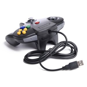 SAFFUN [USB Version] Classic N64 Controller, N64 Wired USB PC Game pad Joystick, N64 Bit USB Wired Game Stick for Windows PC MAC Linux Genesis Raspberry Pi Retropie Emulator [Plug & Play] (Black)