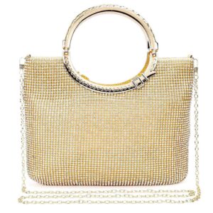 uborse rhinestones crystal clutch evening bags for women ring handle wedding party clutch purses cocktail prom handbags gold