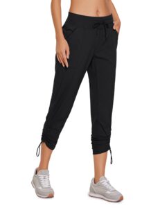 crz yoga womens casual 7/8 pants 25" - lightweight workout outdoor athletic track travel lounge joggers pockets black medium