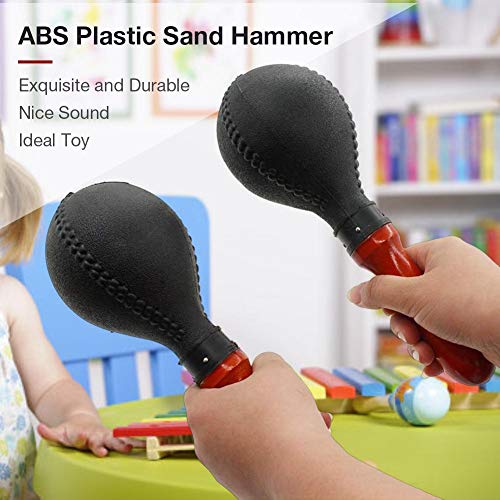 Ubblove Maracas Shakers Rattles Sand Hammer Hand Percussion Musical Instruments with ABS Plastic Shell Wooden Handles for Adults Kids Live Performance, Party, KTV, Concert, Bands (Black)