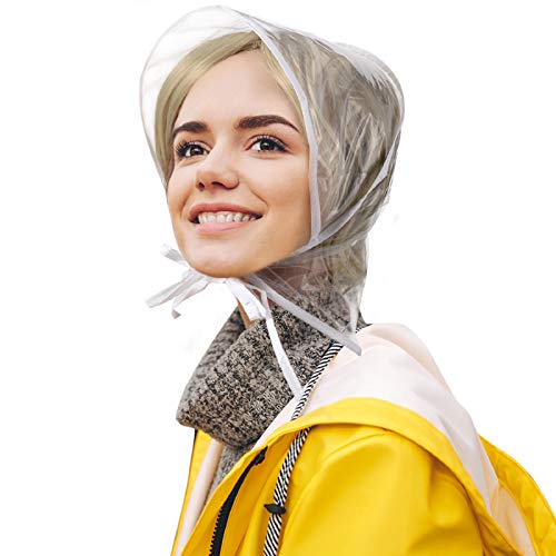 SATINIOR 6 Pcs Women's Rain Bonnet with Visor Clear Waterproof Rain Bonnet Plastic Rain Hat for Women (Extra Thick)(White Edge)