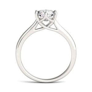 Charles & Colvard Forever One 7.5mm Round Cut Moissanite Solitaire Engagement Ring for Women | 1.5 cttw DEW | Lab Grown | Solid 14K White Gold with Rhodium | Size 6