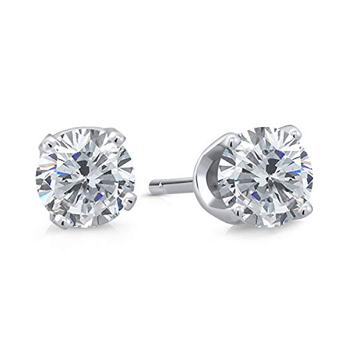 Gem Stone King 14K White Gold Lab Grown Diamond Stud Earrings For women (0.20 Cttw, Round G-H Color, VS2-SI1 Clarity)