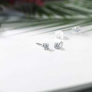 Gem Stone King 14K White Gold Lab Grown Diamond Stud Earrings For women (0.20 Cttw, Round G-H Color, VS2-SI1 Clarity)