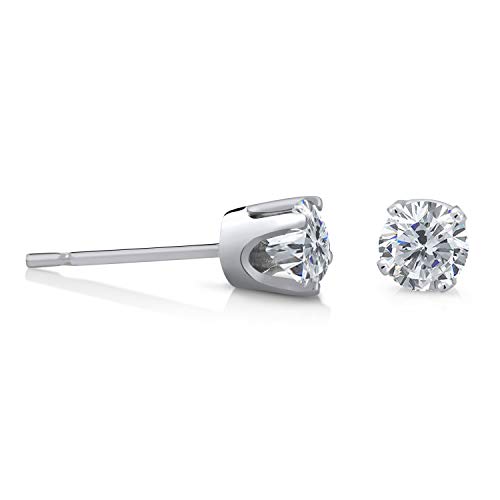 Gem Stone King 14K White Gold Lab Grown Diamond Stud Earrings For women (0.20 Cttw, Round G-H Color, VS2-SI1 Clarity)