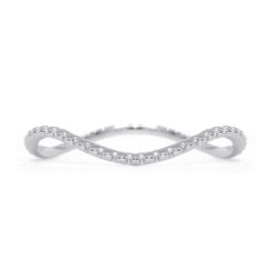 Stackable Curvy Beads Band, 1mm Wide in 18k White Gold Size 6