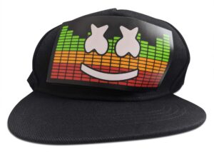 capled flashing led hats – sound activated baseball cap with lights (smiley)