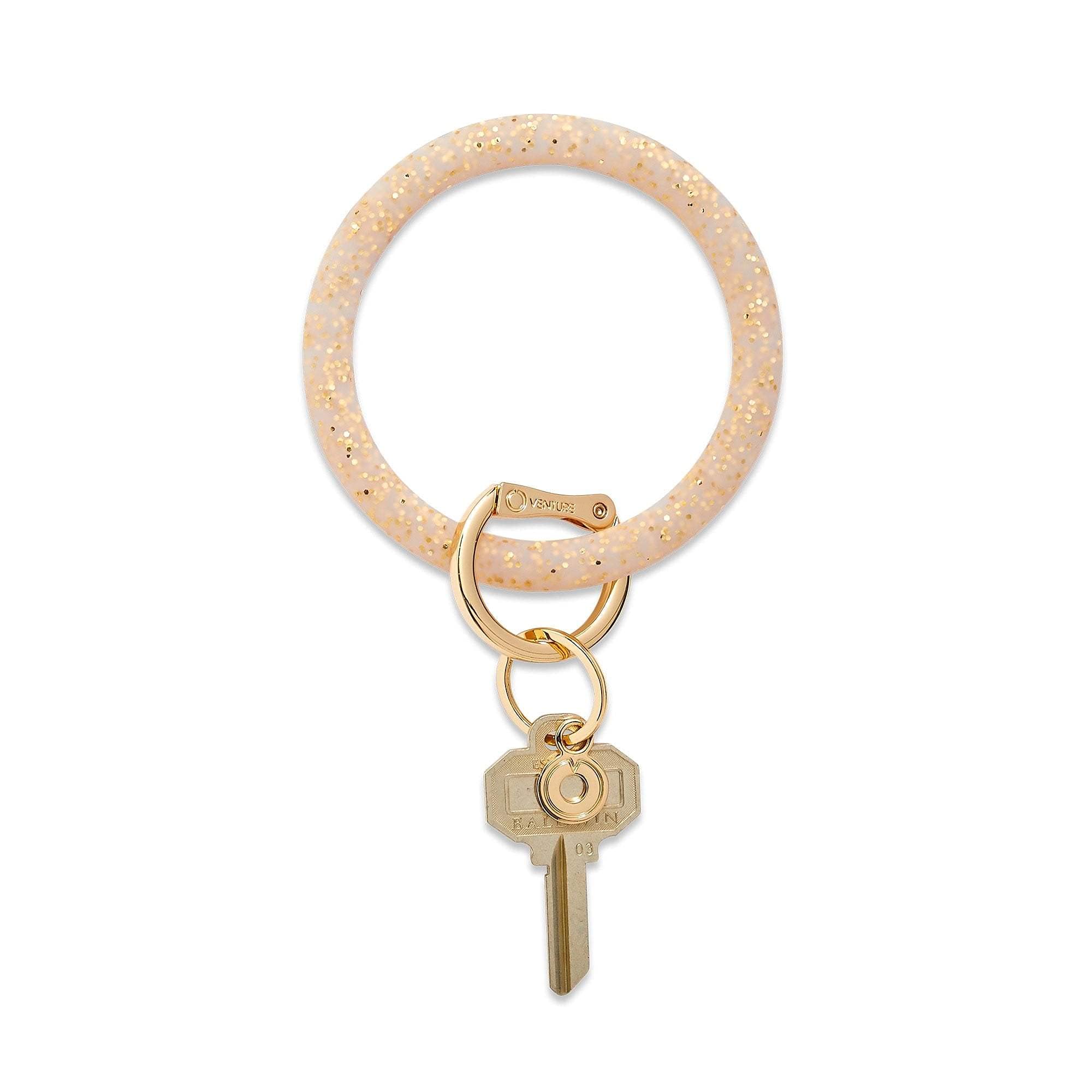 Oventure, The Original Bracelet Keychain, Silicone Big O Key Ring - Gold Rush Confetti