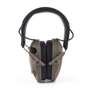 Walker's Razor Slim Shooter Electronic Hunting Folding Hearing Protection Earmuffs with 23dB Noise Reduction and Sound Amplification, Dark Earth