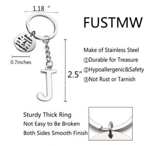 FUSTMW Initial Keychain Alphabet Initial Letter Key Ring Pendant Inspiration Gifts Believe in Yourself and You Will Unstoppable (Initial J)