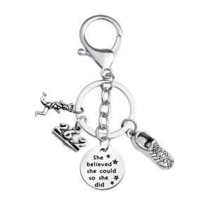 fustmw runner gifts marathon gift runner keychain marathon jewelry running gifts she believed she could 13.1 26.2 keychain marathon gift for her (she bl 26.2)