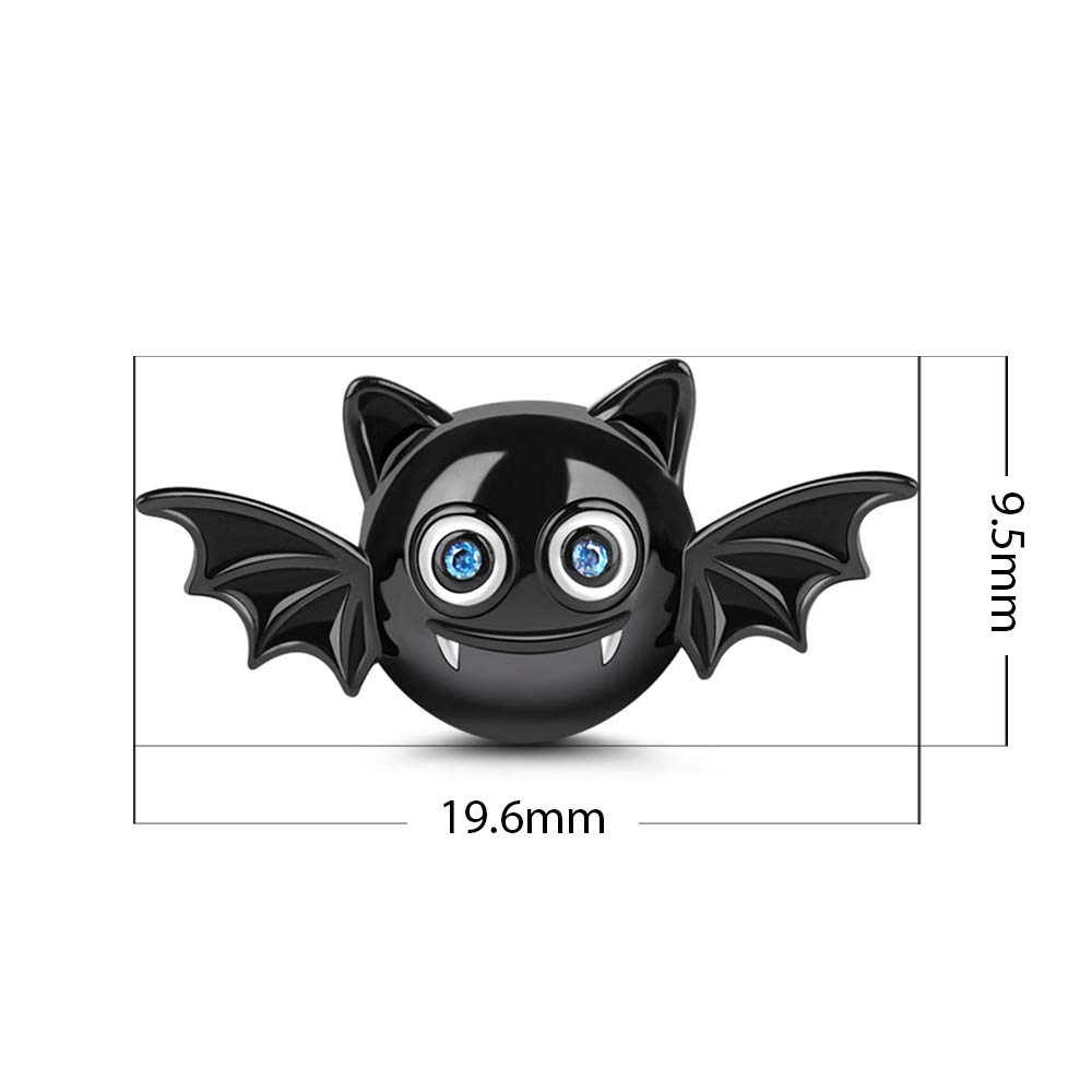 GNOCE Adorable Evil Bat Charm Bead Sterling Silver Black Plated Women Bat Bead Charms fit Bracelet/Necklace Halloween Jewery Gift for Wife Daughter Friend