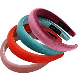 LONEEDY 8 PCS Hard Headbands, 1.2Inch Velvet Sponge Thick Hairbands DIY Hair Accessories for Women (Sponge 8 colors)