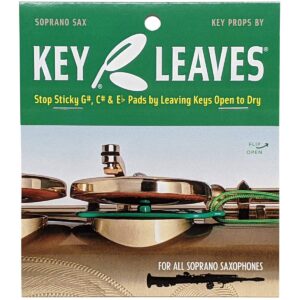 Key Leaves soprano saxophone key props to stop sticky pads, protect pad leather and keep your saxophone cleaner