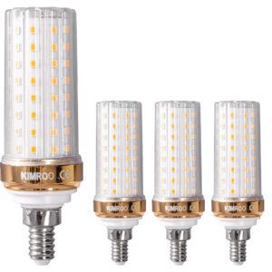 kimroo e12 led bulbs 20w candelabra led bulbs(4-pack)-88 leds 2835 smd 180w equivalent, 3000k warm white 1800lm decorative candle e12 corn chandelier bulbs,non-dimmable (warm white)