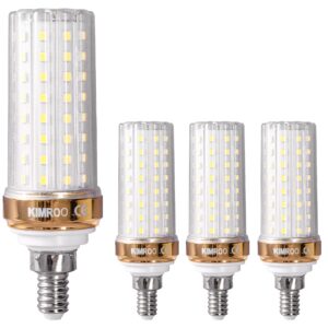 kimroo e12 led bulbs 20w candelabra led bulbs(4-pack)-88 leds 2835 smd 180w equivalent,6000k daylight white 1800lm decorative candle e12 corn chandelier bulbs,non-dimmable(white)