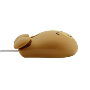 CHUYI Super Cute Bear Shape Wired Mouse Cartoon Mini Mouse Novelty Portable Computer Mouse Unique Small Desktop Mouse Laptop PC Mouse for Kids (Brown)