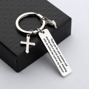 Gzrlyf Confirmation Sponsor Keychain Thank You Confirmation Gifts for Sponsors Godfather Godmother (Keychain)