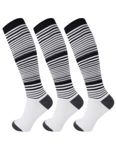 +md 3 pairs compression socks moisture wicking 8-15 mmhg for women & men moisture wicking support stockings for airplane flights, travel, nurses, edema 10-13