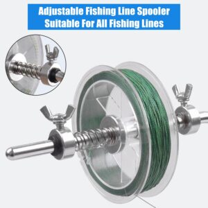 Fishing Line Spooler Fishing Line Winder Spool Tool Adjustable Fishing Reel Spooler with Suction Cup Portable Aluminum Reel Line Spooling Station Machine Winding Device