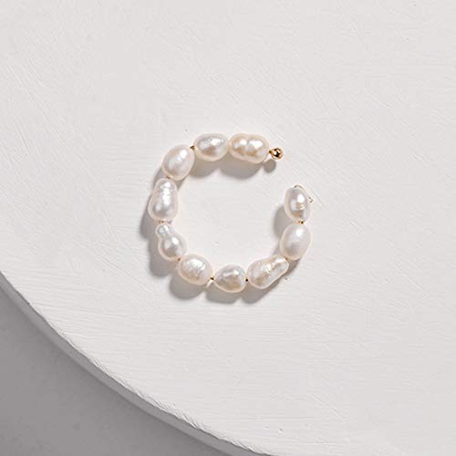 Moepapa Pearl Hoop Earrings Ear Cuff no piercing 2pacs Set (White)