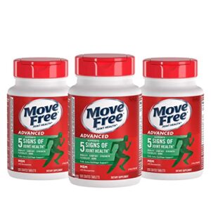 move free advanced glucosamine chondroitin msm joint support supplement, supports mobility comfort strength flexibility & bone - 120 count (pack of 3)