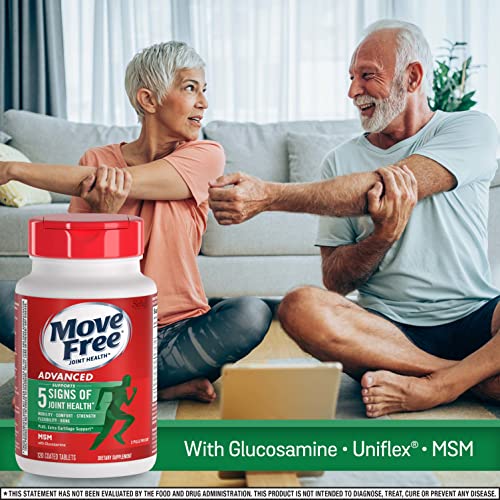 Move Free Advanced Glucosamine Chondroitin MSM Joint Support Supplement, Supports Mobility Comfort Strength Flexibility & Bone - 120 Count (Pack of 3)