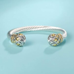 UNY JEWEL Designer Inspired Twisted Cable Wire Bracelet Women Jewelry Dragon Scale Ball Antique Bangle (Dragon Ball)