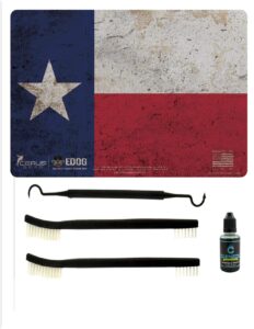 texas state flag 5 pc edog cerus gear heavy duty pistol cleaning 12x17 padded gun-work surface protector mat solvent & oil resistant & 3 pc cleaning essentials & clenzoil, made in the usa