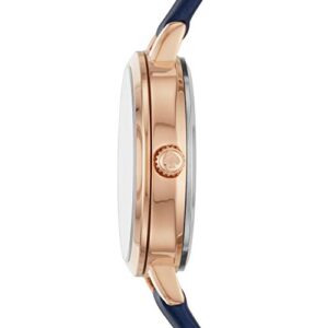 Kate Spade New York Women's Metro Quartz Metal and Leather Three-Hand Watch, Color: Rose Gold, Navy (Model: KSW9004)