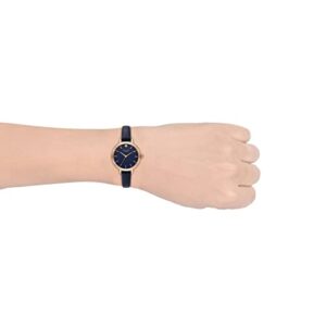 Kate Spade New York Women's Metro Quartz Metal and Leather Three-Hand Watch, Color: Rose Gold, Navy (Model: KSW9004)