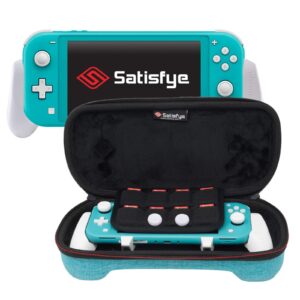 satisfye - zengrip go slim bundle (lite), accessories compatible with nintendo switch lite - bundle includes: grip lite, slim case. bonus: 2 thumbsticks (turquoise)