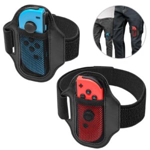 [2 pack] leg strap for nintendo switch sports play soccer/switch ring fit adventure, for joy cons switch oled model controller game accessories,adjustable elastic strap,two size for adults & children