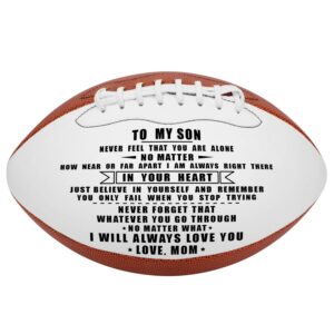 k kenon engraved footballs for son from mom - personalized composite leather american football - anniversary christmas graduation gifts for son, package of 1 (for son from mom)