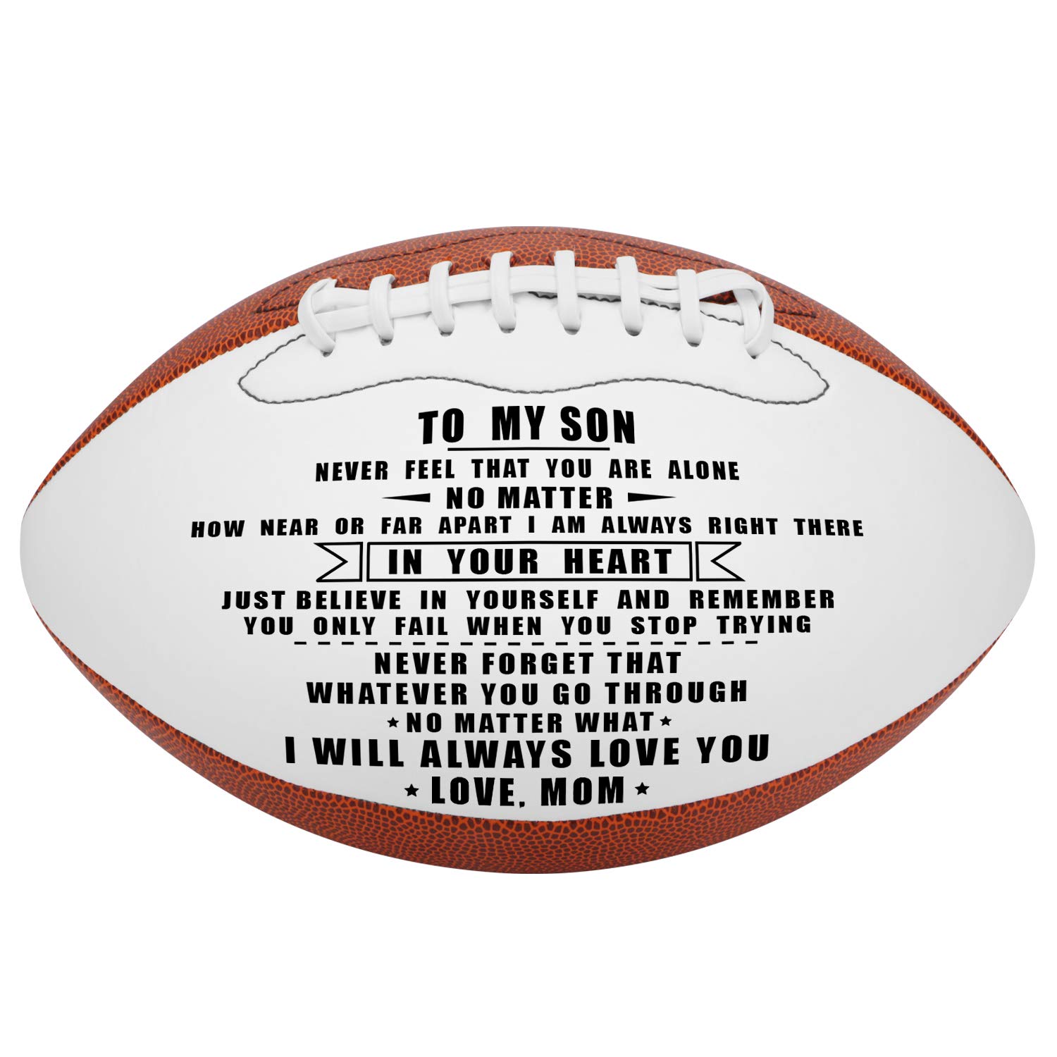 K KENON Engraved Footballs for Son from Mom - Personalized Composite Leather American Football - Anniversary Christmas Graduation Gifts for Son, Package of 1 (for Son from Mom)