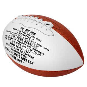 K KENON Engraved Footballs for Son from Mom - Personalized Composite Leather American Football - Anniversary Christmas Graduation Gifts for Son, Package of 1 (for Son from Mom)