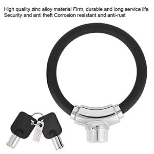 Keenso Anti Theft Ring Lock, Black Zinc Alloy Portable Heavy Duty Bike Mini Ring Lock Anti Theft Security Steel Cable Ring Lock with 7 Core Lock Cylinder