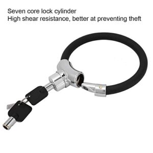 Keenso Anti Theft Ring Lock, Black Zinc Alloy Portable Heavy Duty Bike Mini Ring Lock Anti Theft Security Steel Cable Ring Lock with 7 Core Lock Cylinder