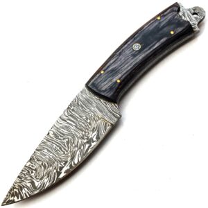 pal 2000 knives bow-9684 custom forged damascus steel fixed blade hunting knife with sheath