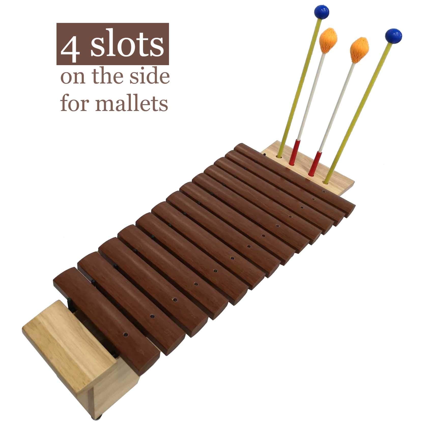 Orff Soprano Xylophone with Resonator, 16 Fiberglass Keys, 2 Pairs of Mallets