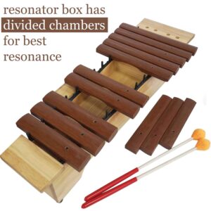 Orff Soprano Xylophone with Resonator, 16 Fiberglass Keys, 2 Pairs of Mallets